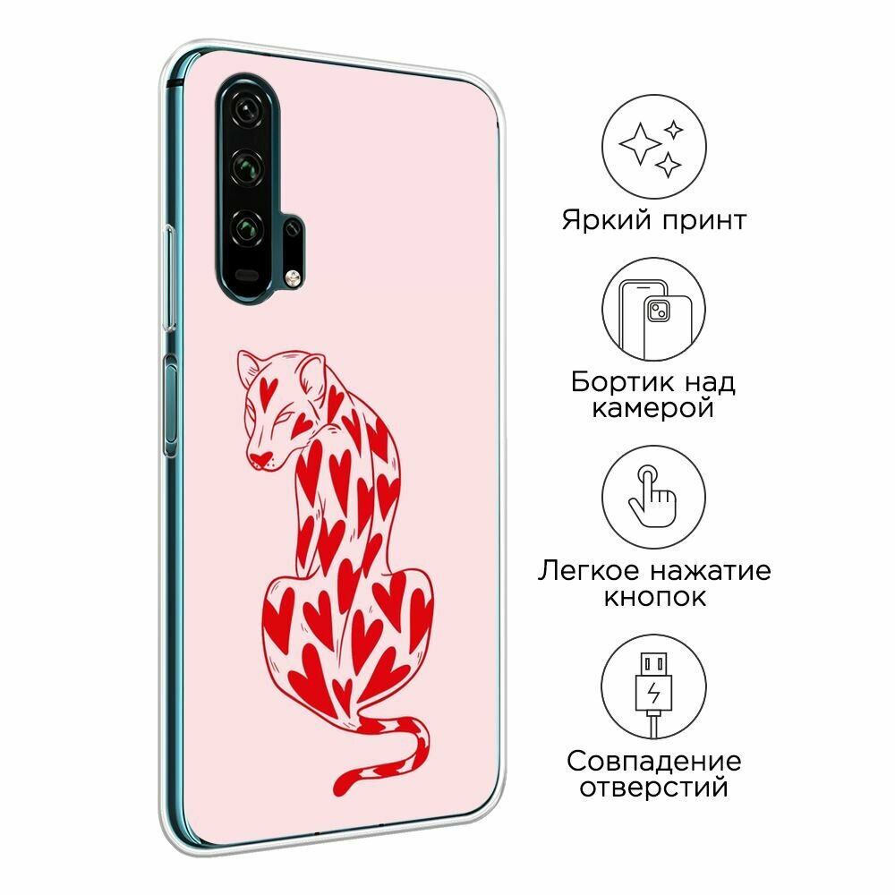 Чехол на Honor 20 Pro / Хонор 20 Про с принтом "Heart panther 1 - 14 февраля" — фото 1
