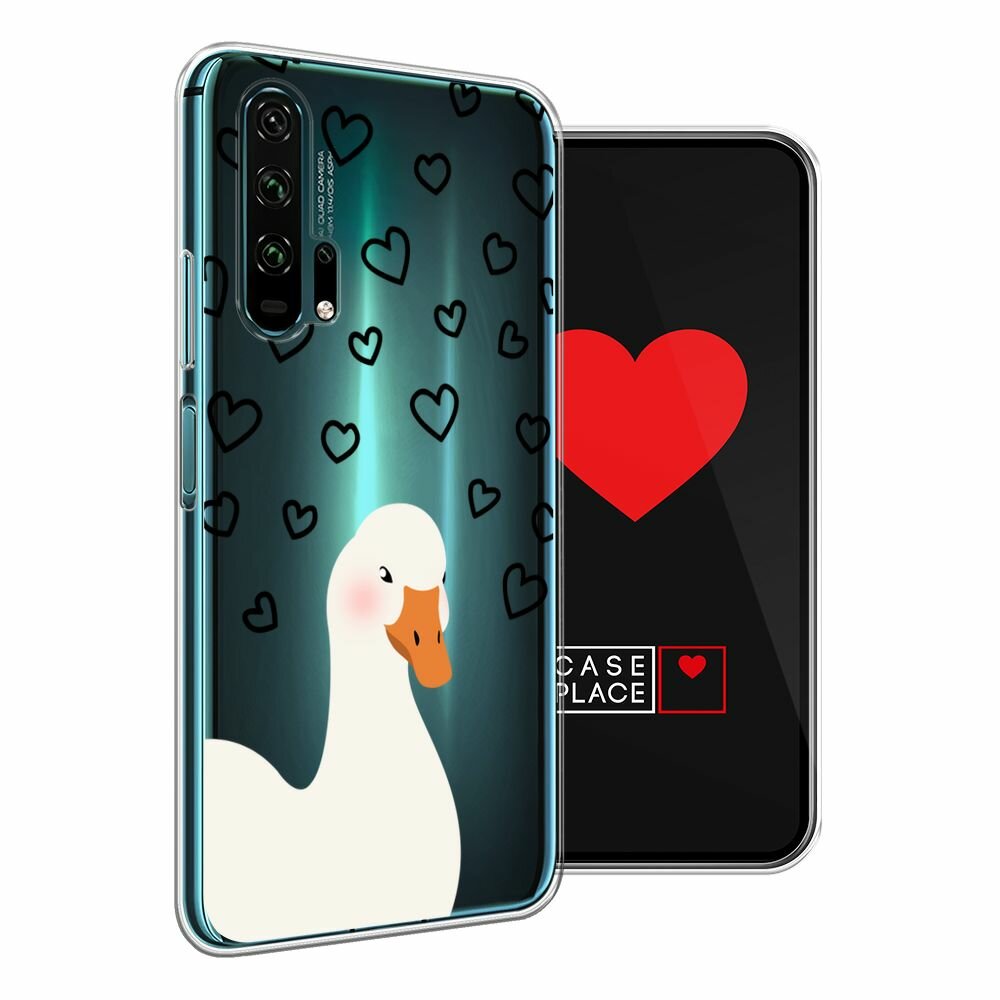 Чехол на Honor 20 Pro / Хонор 20 Про с принтом "Влюблённый гусь 3 - 14 февраля", прозрачный — фото 1