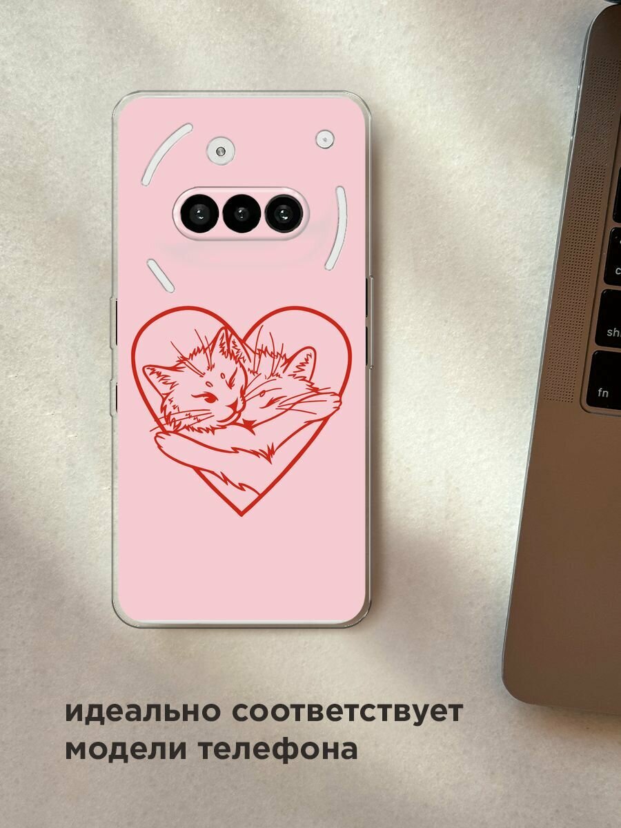 Чехол на Nothing Phone 3a / Нотинг Фон 3а с принтом "Влюблённые котики рисунок 1 - 14 февраля" — фото 1