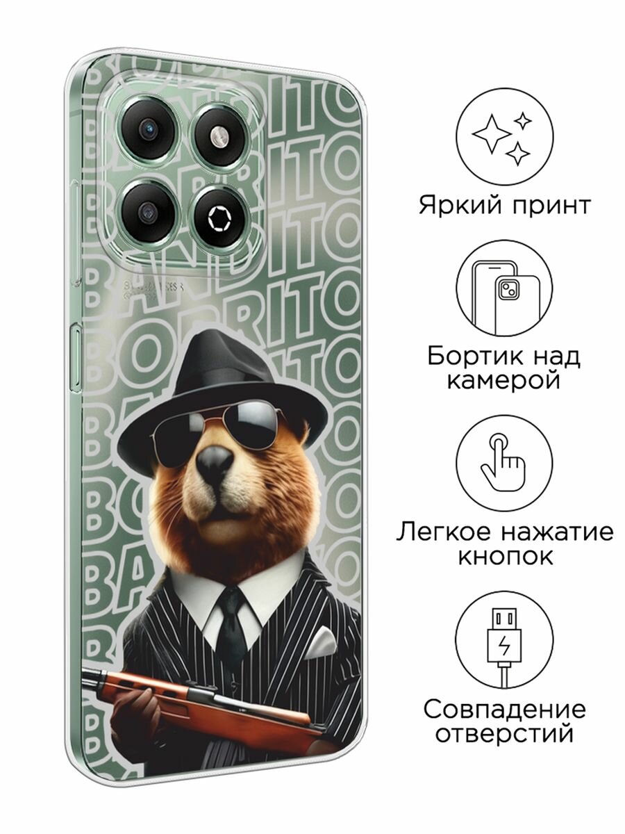 Чехол на Honor X6b / Хонор X6b с принтом "Бобрито бандито 2", прозрачный — фото 1