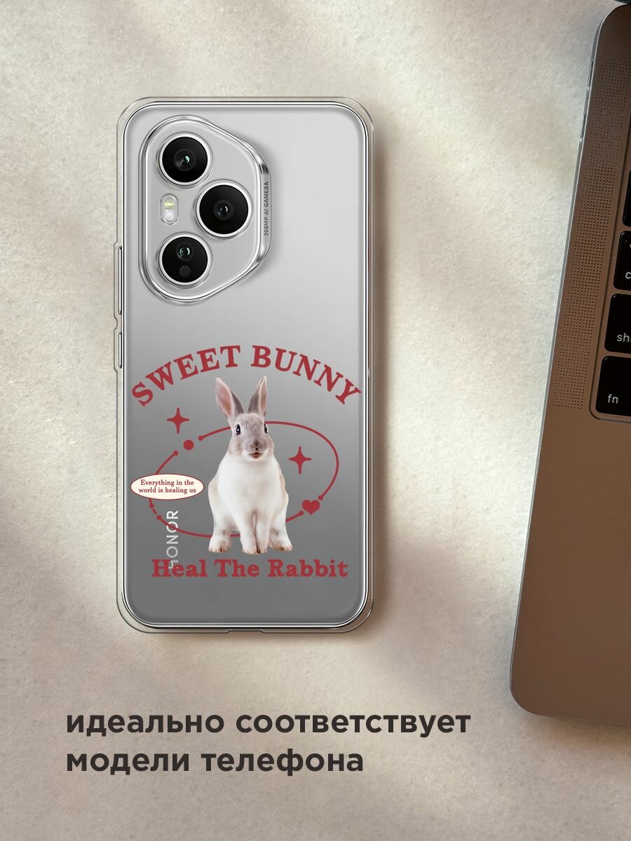 Чехол на Honor 400 Pro / Хонор 400 Про с принтом "Heal the rabbit", прозрачный — фото 1