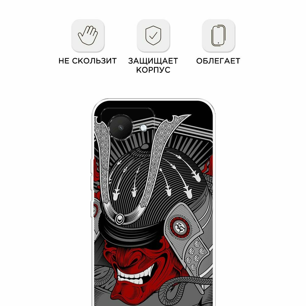 Чехол на Realme C30 / Реалми C30 с принтом "Красная маска самурая" — фото 1