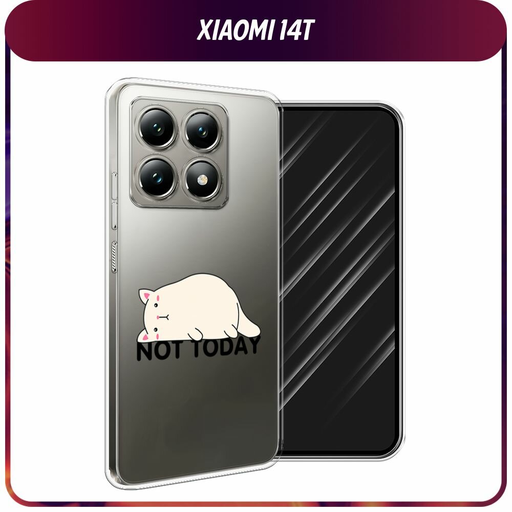 Чехол на Xiaomi 14T / Сяоми 14T с принтом "Cat not today", прозрачный