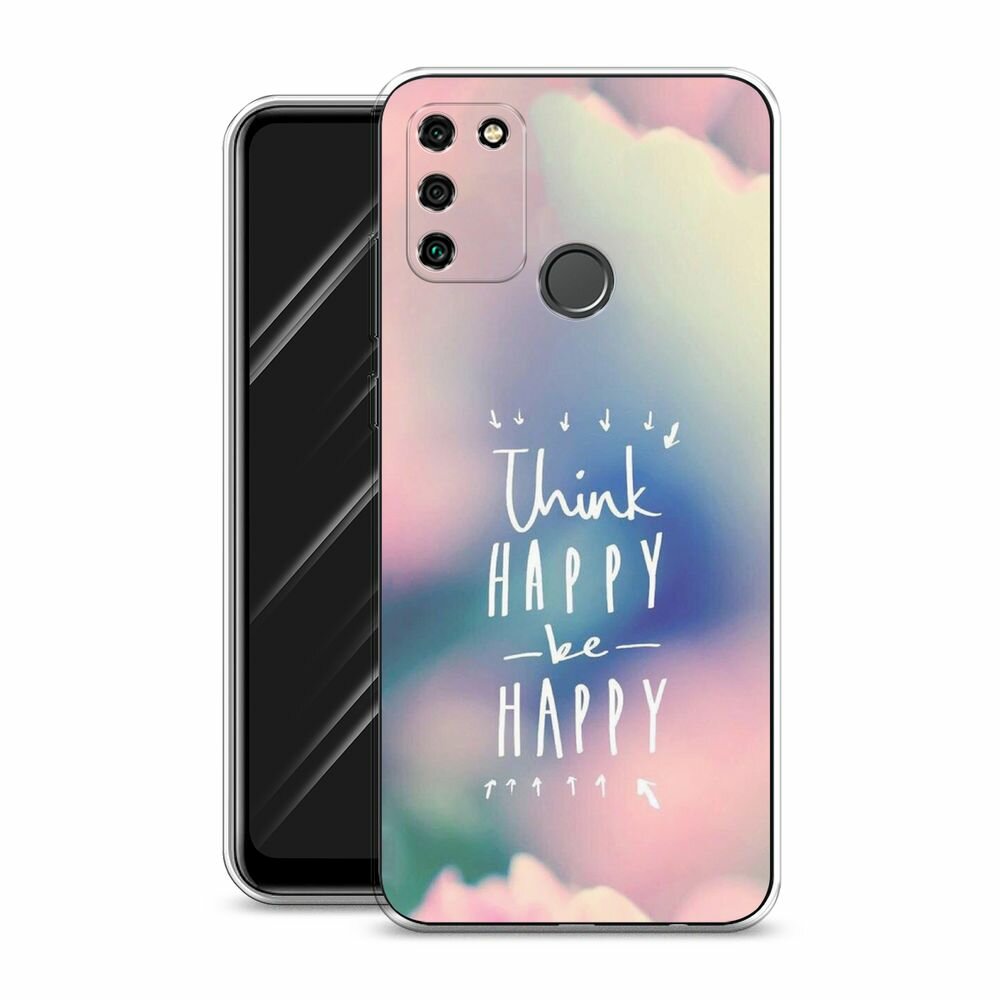 Силиконовый чехол на Honor 9A / Хонор 9А с принтом Think happy be happy — фото 1
