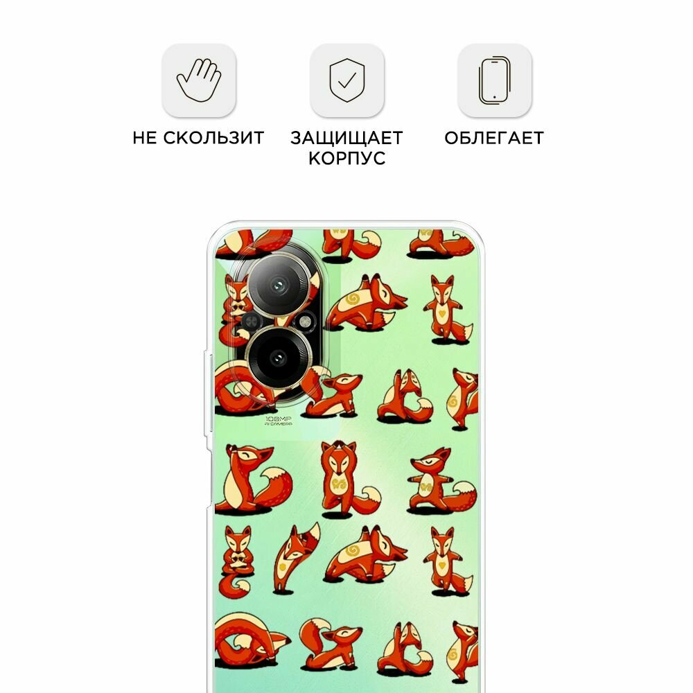 Чехол на Realme C67 4G / Реалми C67 4G с принтом "Йога для лисы", прозрачный — фото 1