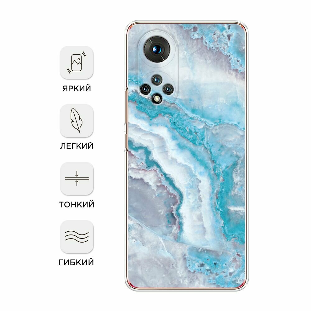 Чехол на Honor 50/Huawei Nova 9 / Хонор 50/Хуавей Нова 9 с принтом "Нежно-голубой мрамор" — фото 1