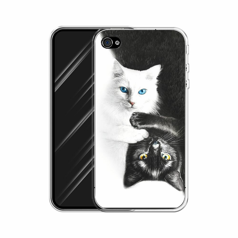 Чехол на Apple iPhone 4/4S / Айфон 4/4S с принтом "Коты Инь-Янь" — фото 1