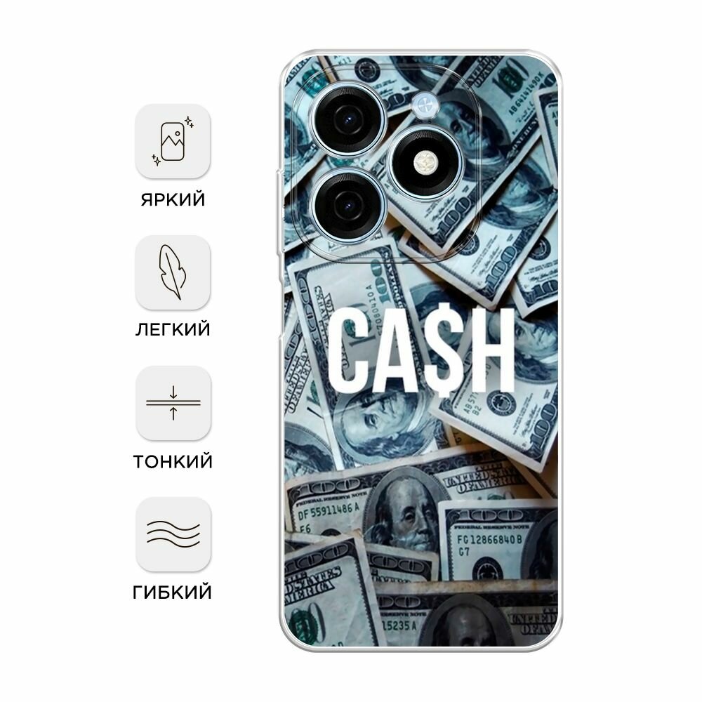 Силиконовый чехол на Tecno Spark 20 / Текно Спарк 20 с принтом "Cash" — фото 1