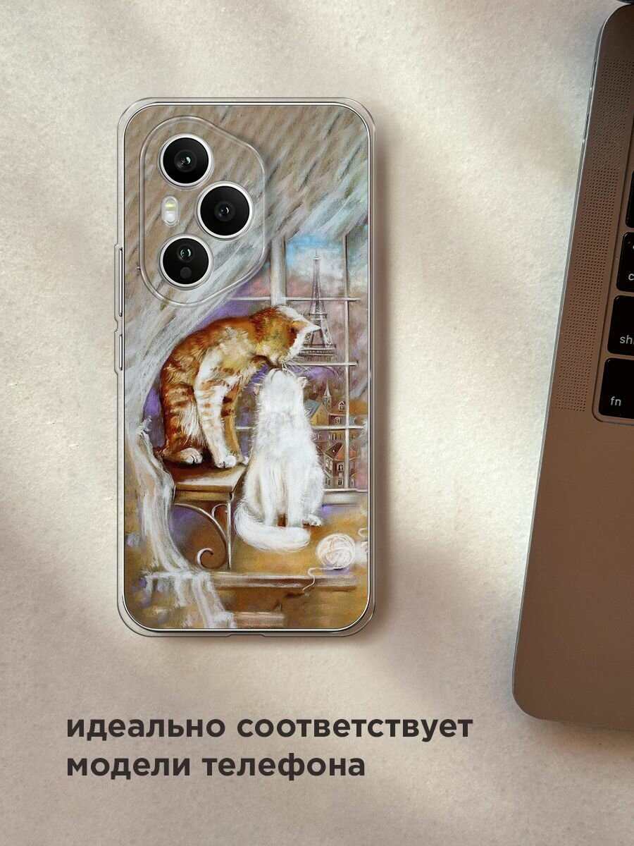 Чехол на Honor 400 Pro / Хонор 400 Про с принтом "Влюбленные котики 1" — фото 1