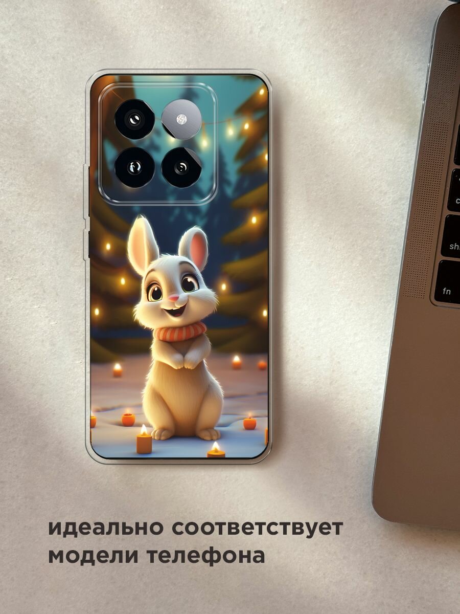 Чехол на Xiaomi 14 Pro / Сяоми 14 Про с принтом "Кролик среди свечей" — фото 1
