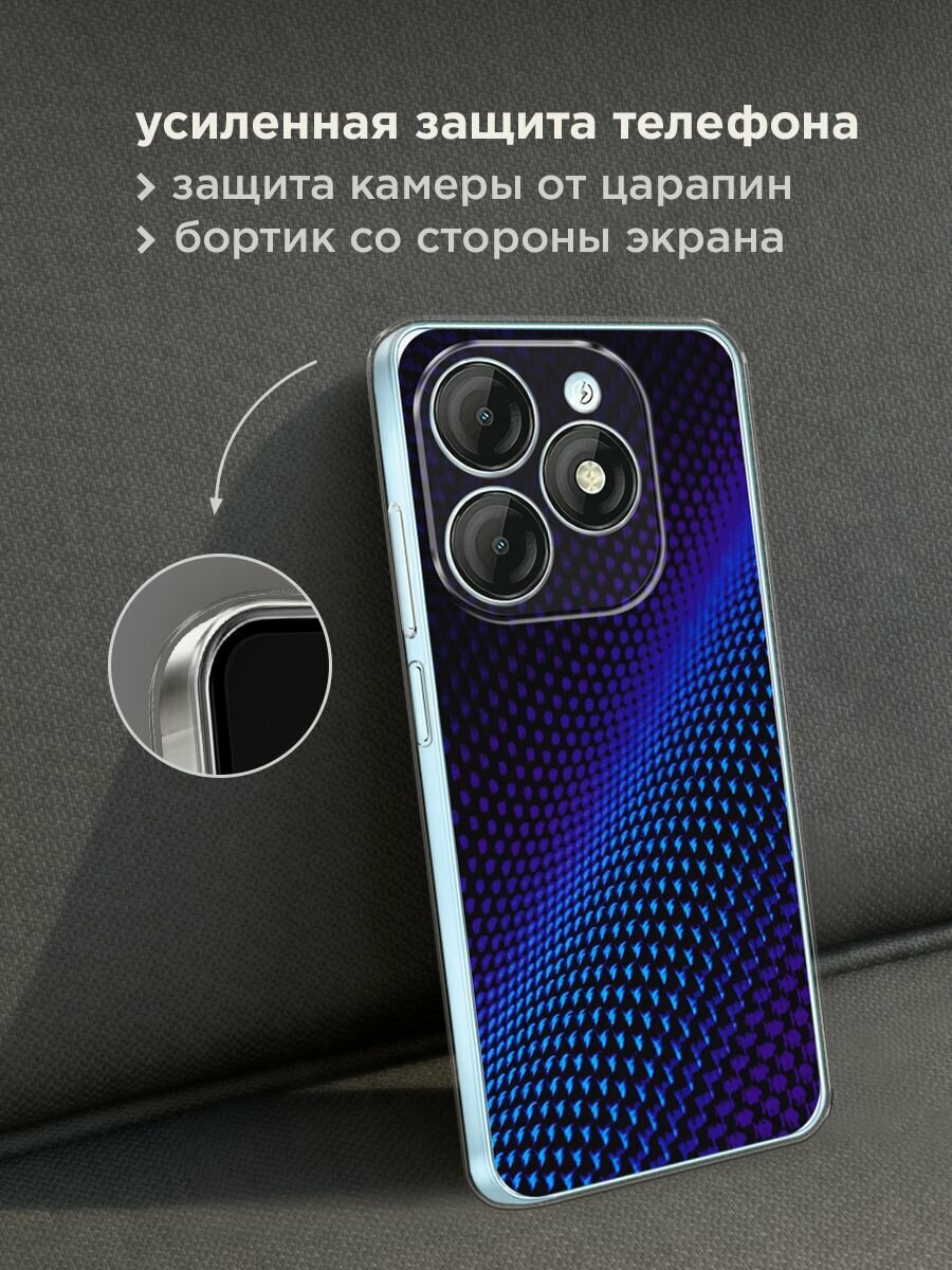 Силиконовый чехол на Itel P55 / Ител Р55 с принтом "Синий карбон" — фото 1