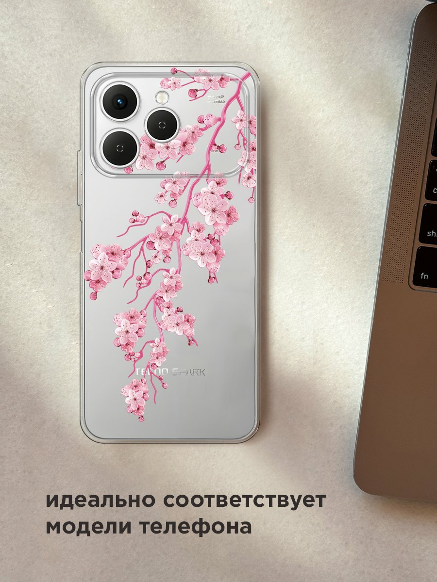 Чехол на Tecno Spark 40 / Текно Спарк 40 с принтом "Ветка сакуры 2" — фото 1