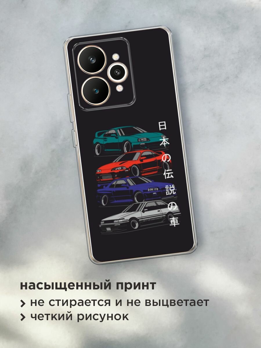 Силиконовый чехол на Realme 15 / Реалми 15 с принтом "JDM Legend cars" — фото 1