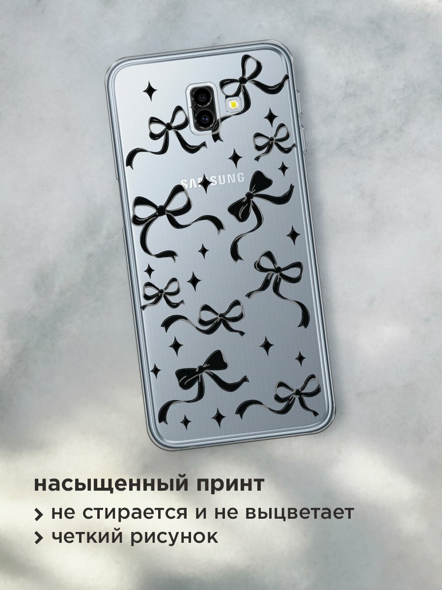 Чехол на Samsung Galaxy J6 + / Самсунг Галакси J6 Плюс 2018 с принтом "Милые чёрные бантики 4" — фото 1