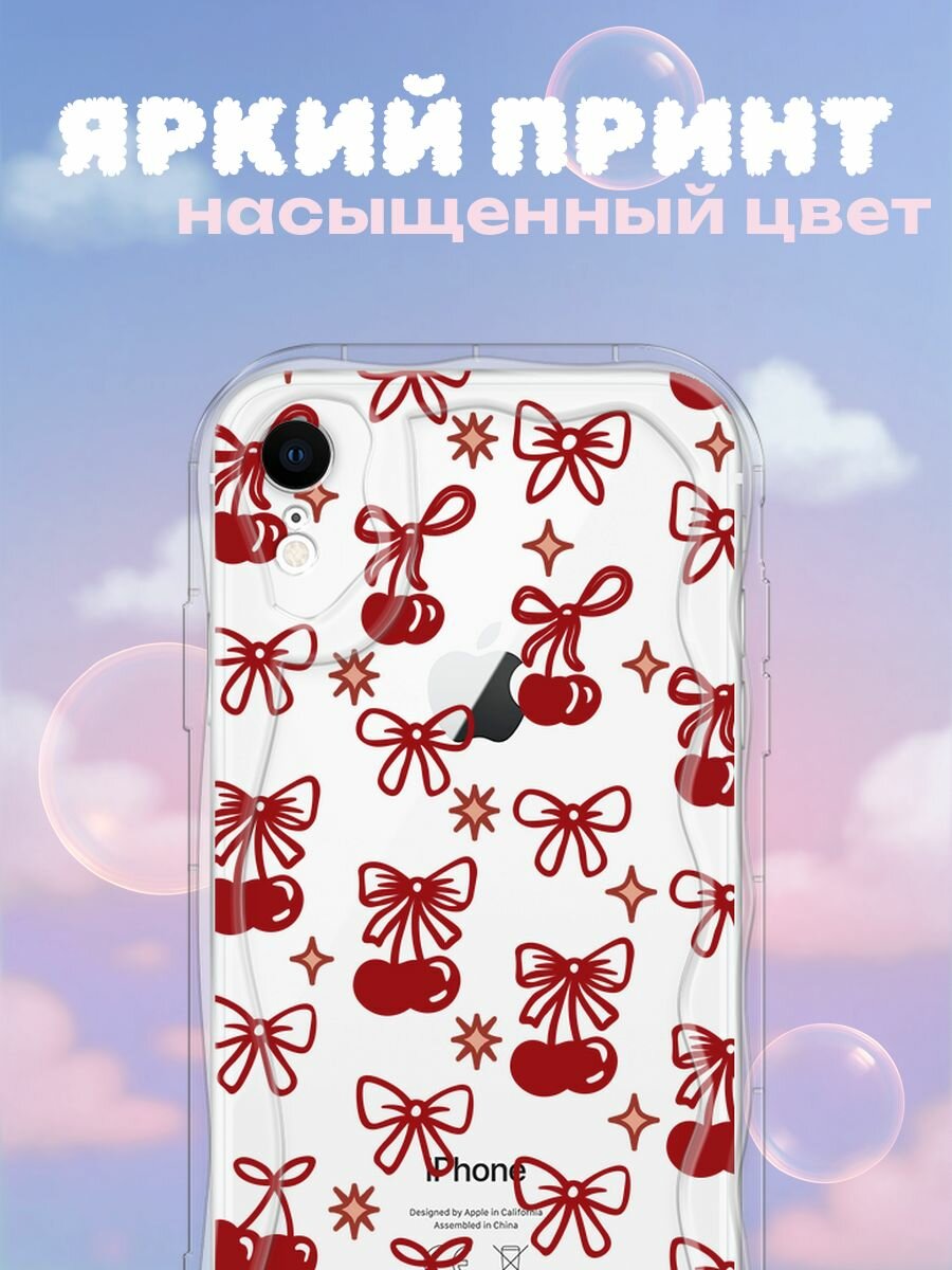 Чехол на Apple iPhone XR / Айфон XR с принтом "Вишня с бантиком" — фото 1