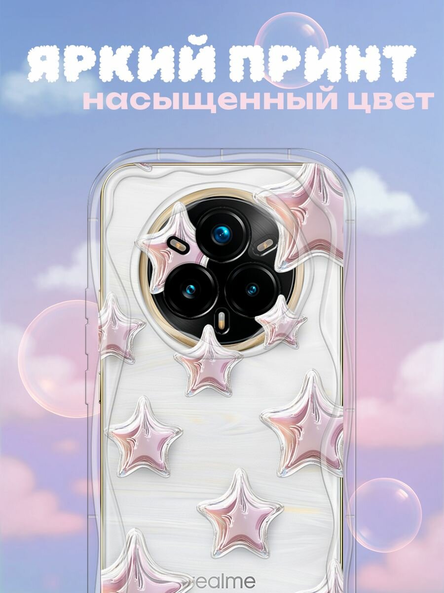 Чехол на Realme 14 Pro Plus / Реалми 14 pro plus с принтом pink stars — фото 1