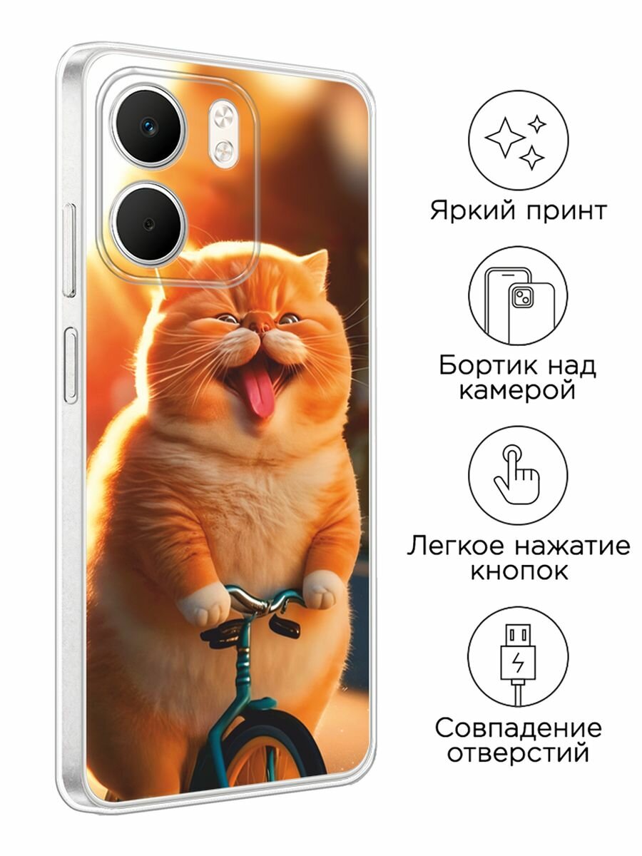 Силиконовый чехол на Oppo A5x / Оппо А5x с принтом "Кот на велике" — фото 1