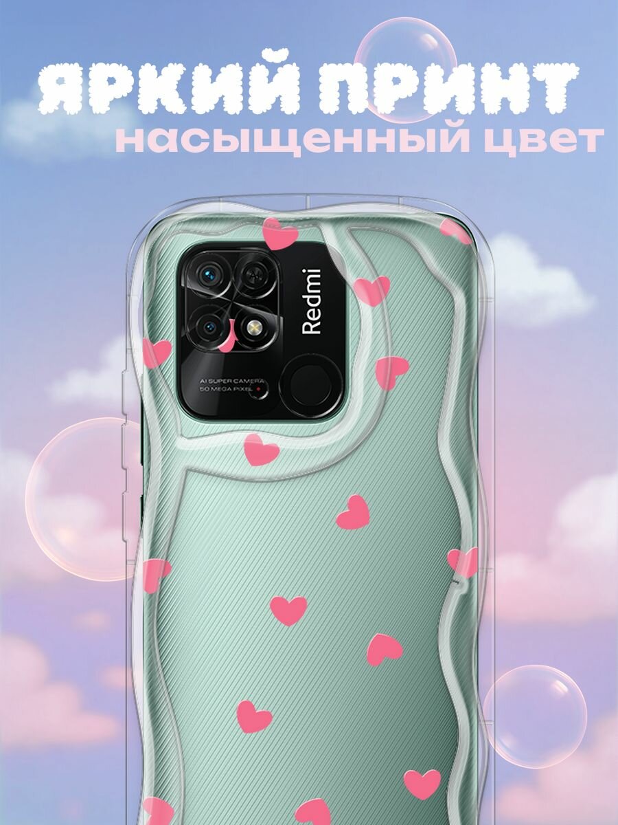Чехол на Xiaomi Redmi 10C / Редми 10С с принтом Паттерн розовые сердечки — фото 1