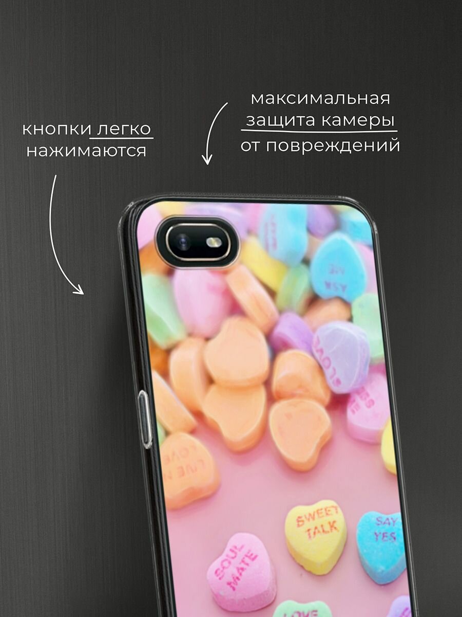 Чехол на Oppo A1k / Оппо А1к с принтом "Конфетки сердечки 2" — фото 1