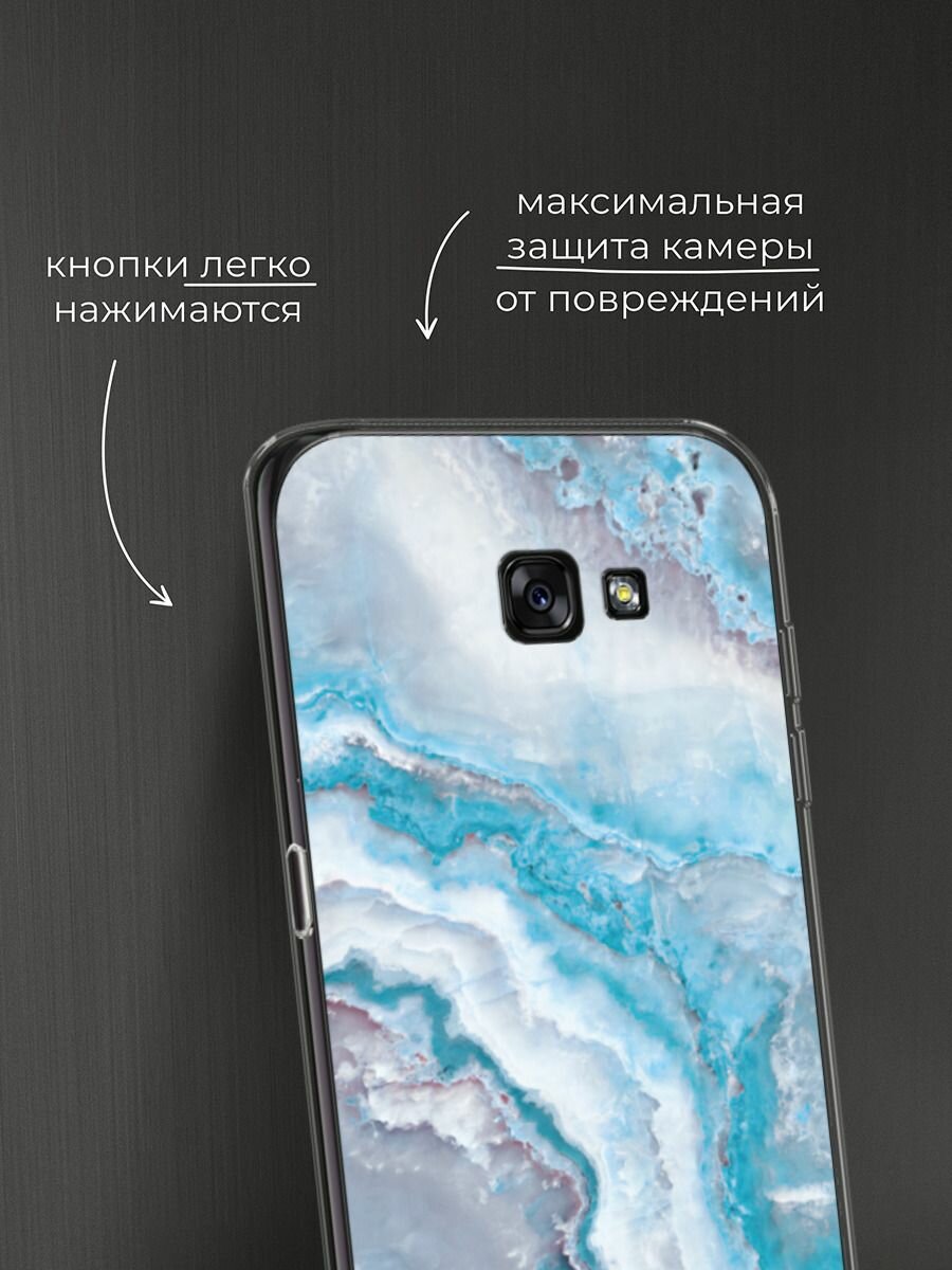 Чехол на Samsung Galaxy A7 2017 / Самсунг Галакси А7 2017 с принтом "Нежно-голубой мрамор" — фото 1