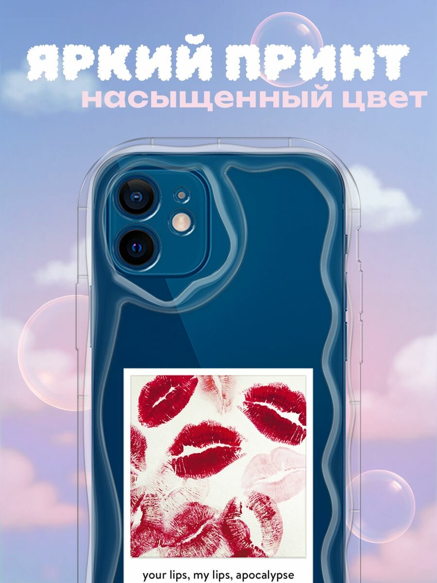 Чехол на Apple iPhone 12/12 Pro / Айфон 12 с принтом Полароид губы 2 — фото 1