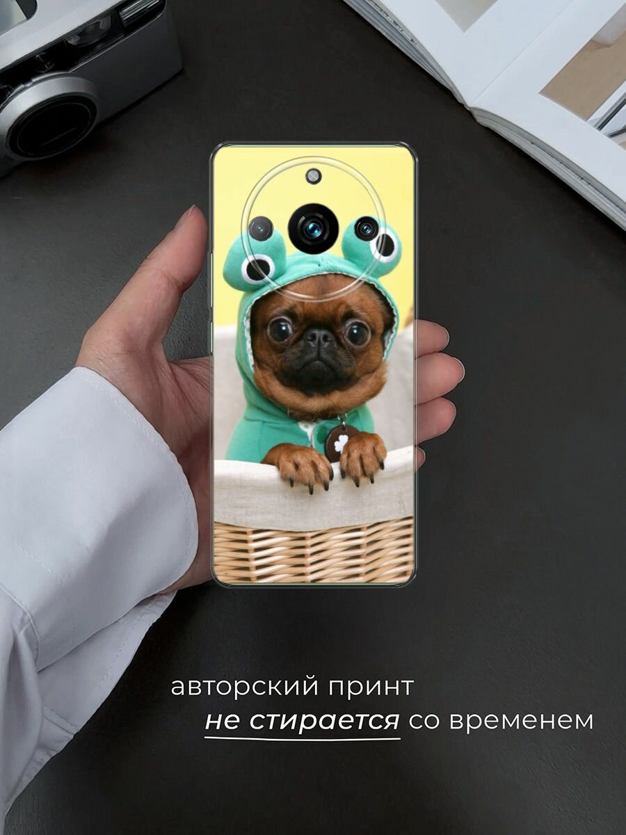 Чехол на Realme 11 Pro / Реалми 11 Про с принтом "Собачка в шапке лягушки" — фото 1