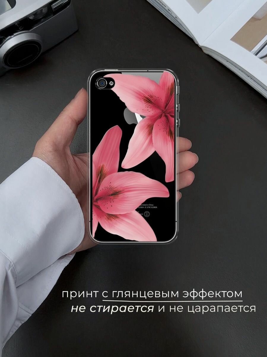Чехол на Apple iPhone 4/4S / Айфон 4/4S с принтом "Pink flower" — фото 1