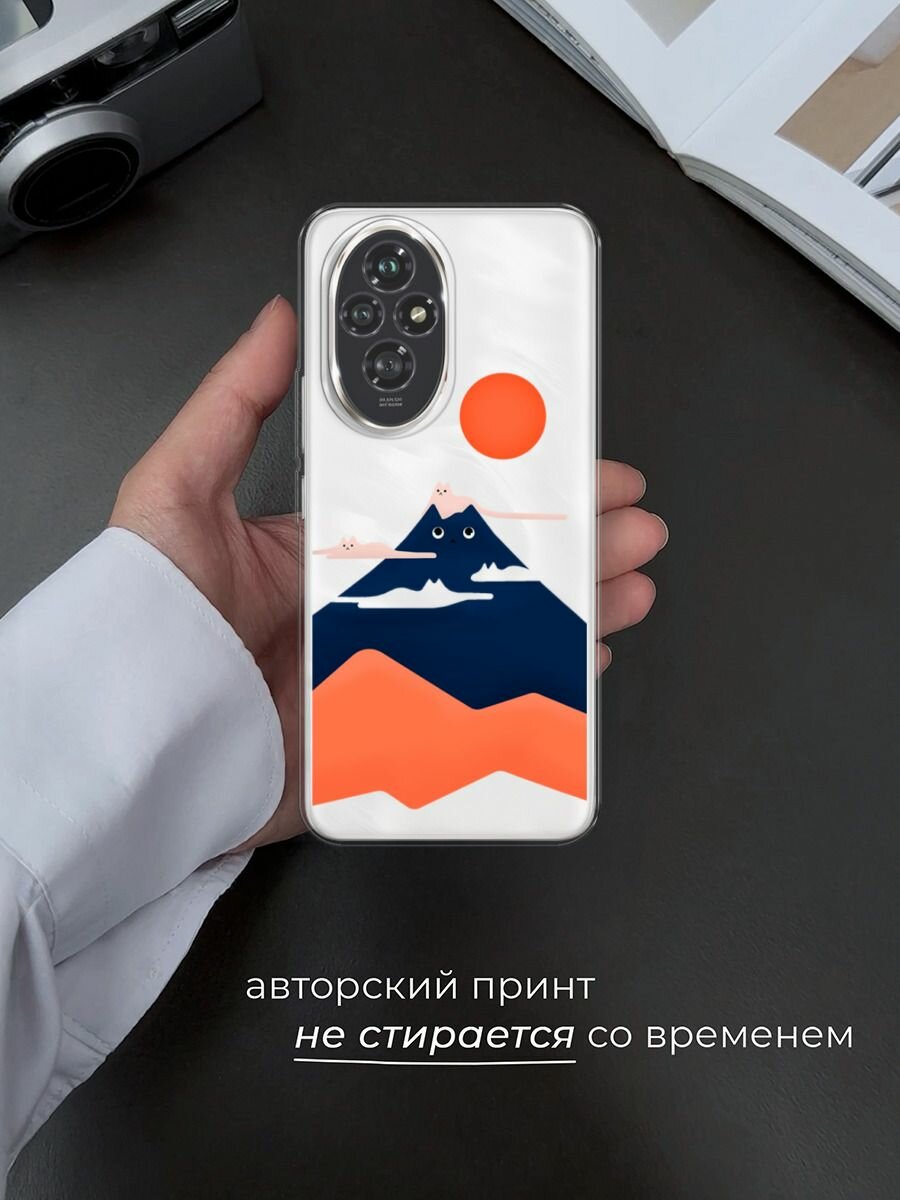 Чехол на Honor 200 / Хонор 200 с принтом "Кот-гора", прозрачный — фото 1