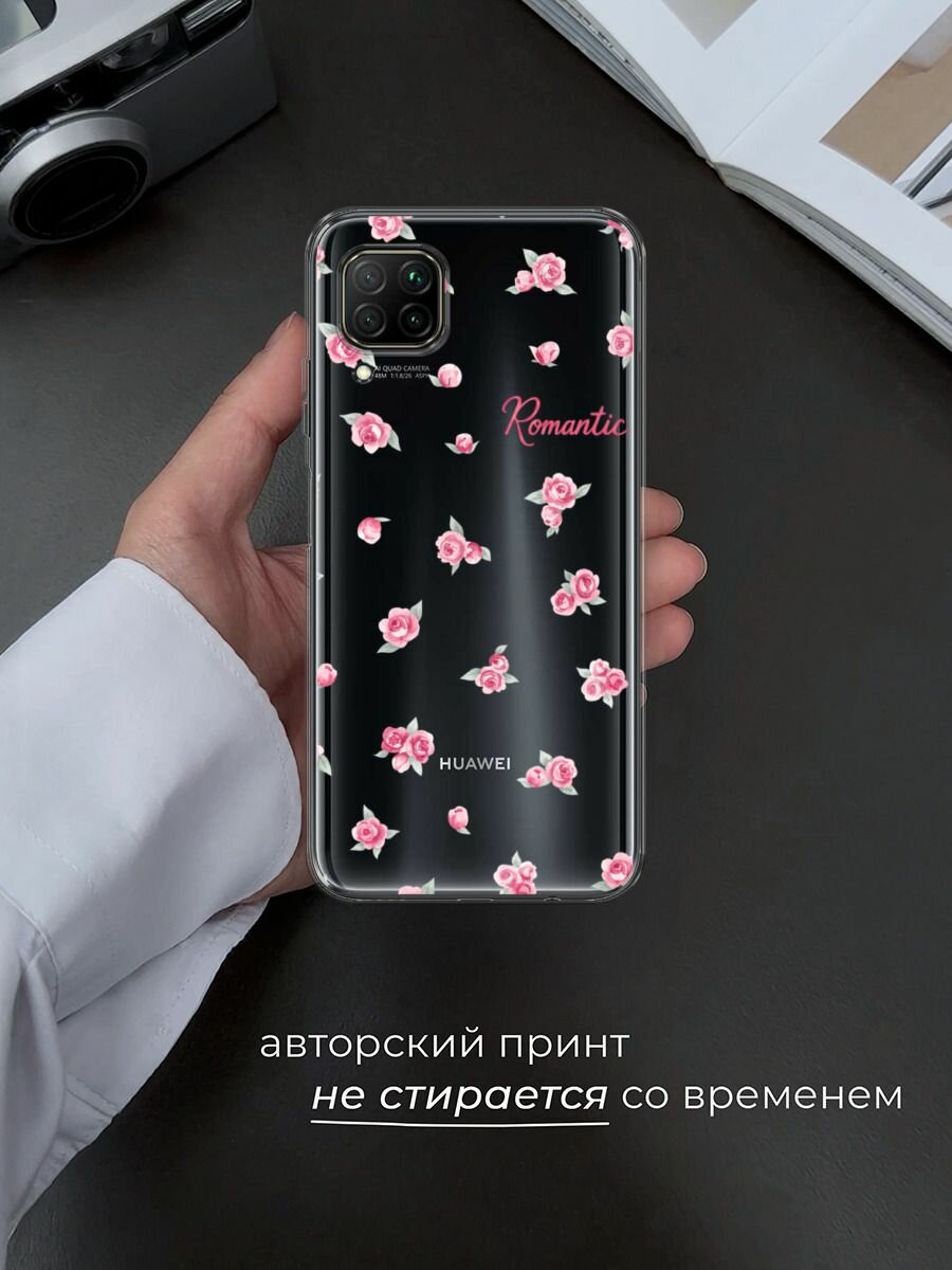 Чехол на Honor 30S Global/Huawei P40 Lite 5G/Nova 7 SE с принтом "Romantic 2", прозрачный — фото 1