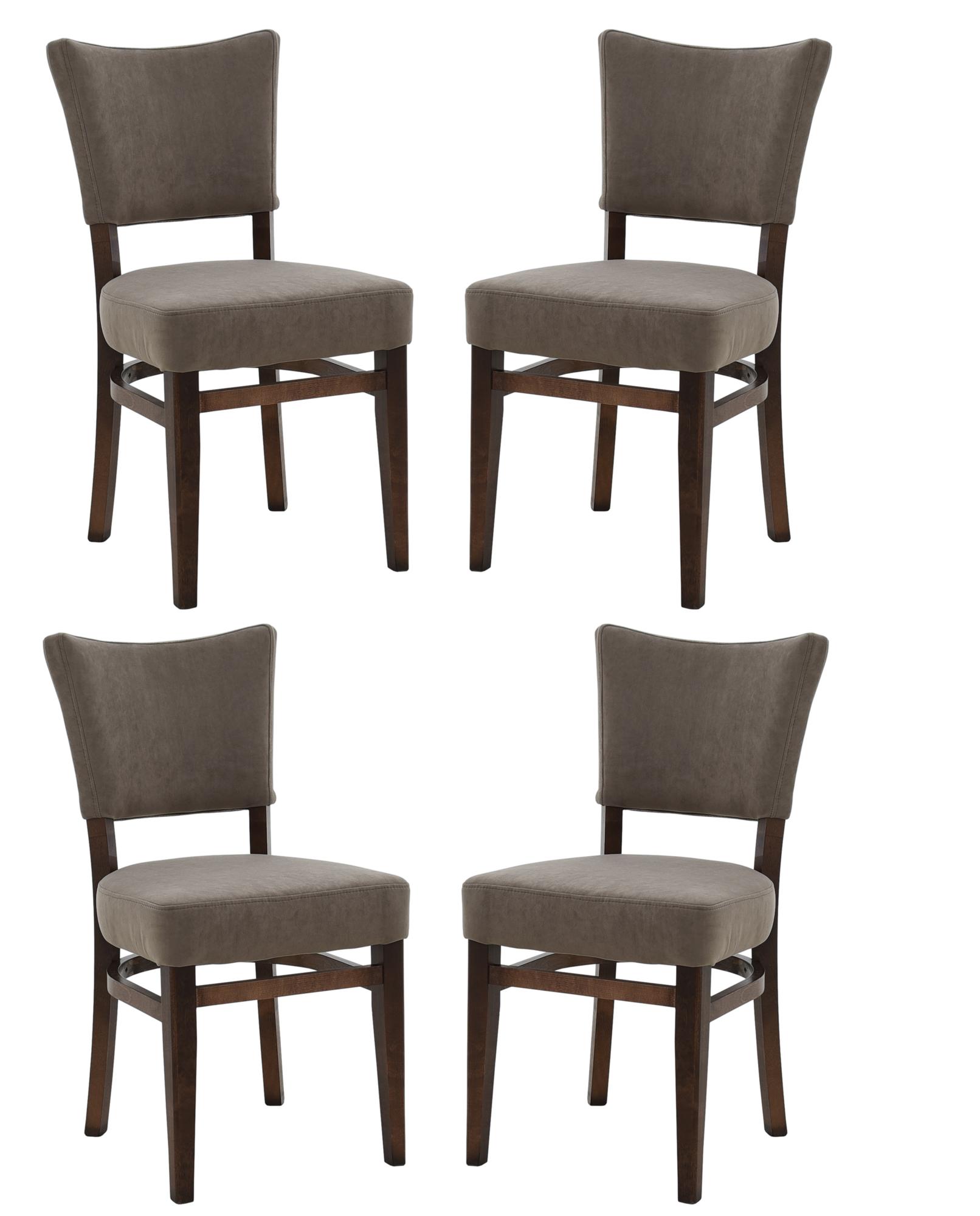 Комплект стульев Аврора Кампари, спинка мягкая / Массив березы Тон 7, Орех темный/ткань велюр Бренди Латте, 4 шт