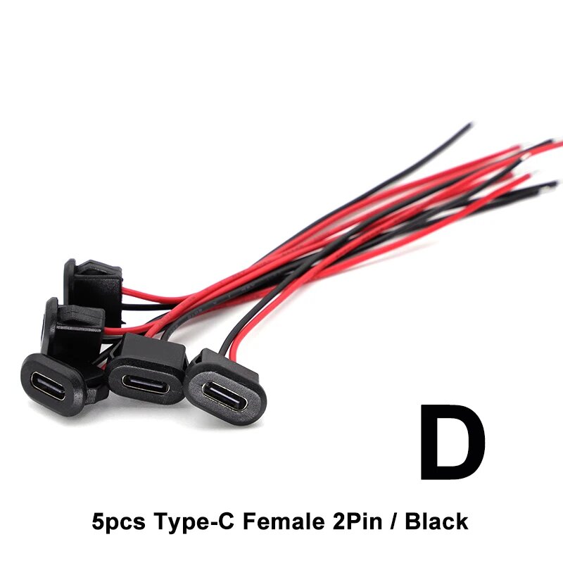 JCD USB-разъем Type-C красный 5 шт D -type-C 2P Black