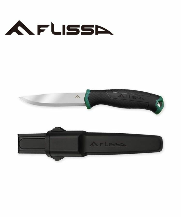 FLISSA Нож дайвера Нож для выживания в лесу, нож с фиксированным клинком в нейлоновых ножнах, клинок из нержавеющей стали