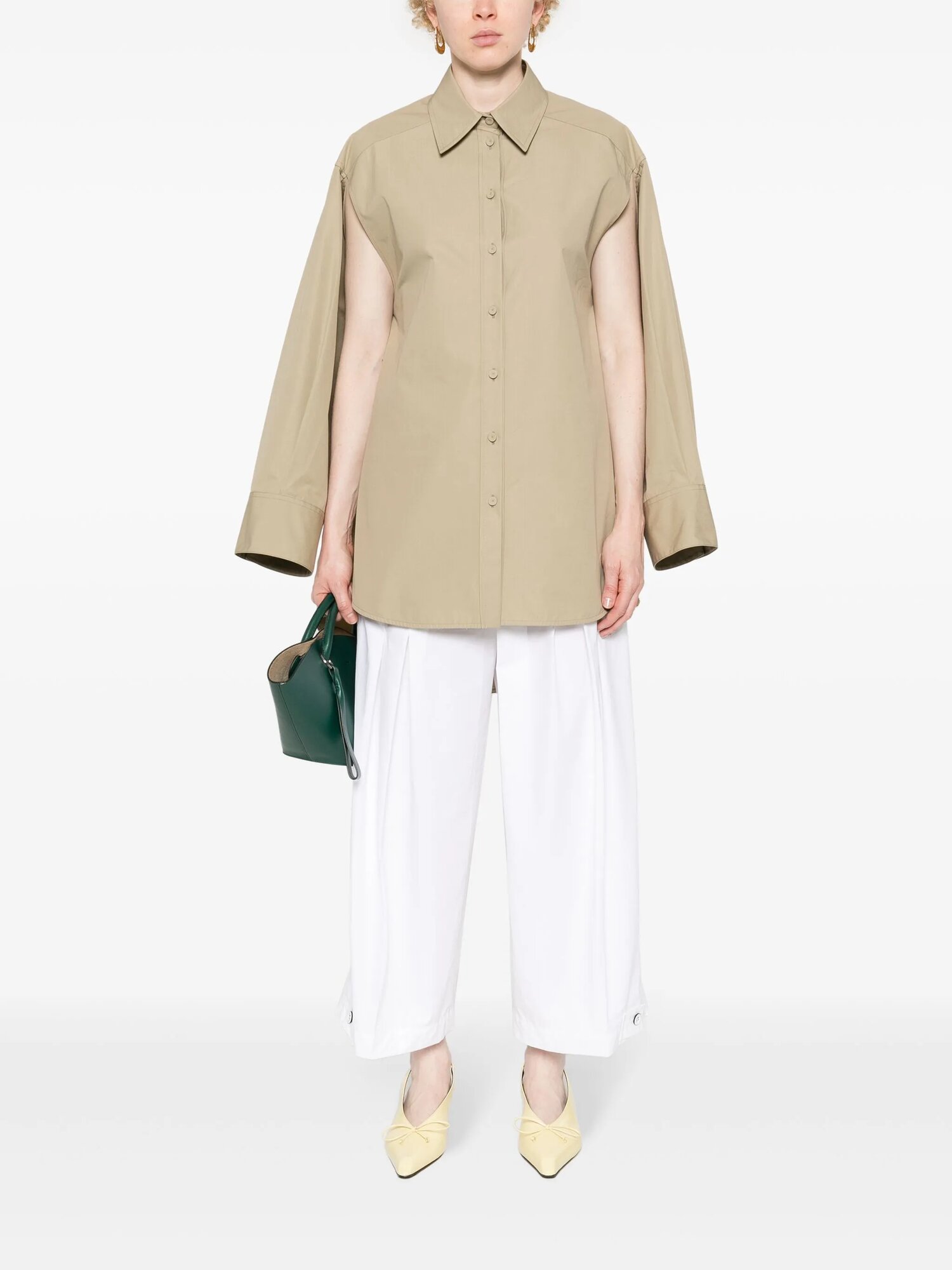 Брюки Jil Sander, размер 40, бежевый/белый — фото 1