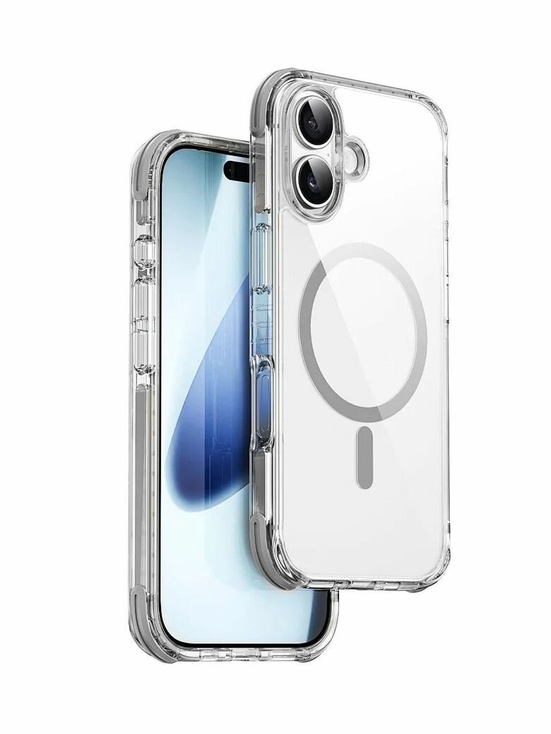 Противоударный чехол для IPhone 16 6.1" Wiwu Hybrid Ultra - прозрачный/серый