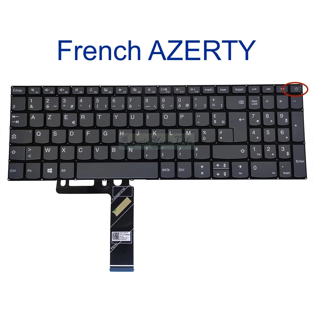 Клавиатура AZERTY для Lenovo Ideapad S145-15 French Gray