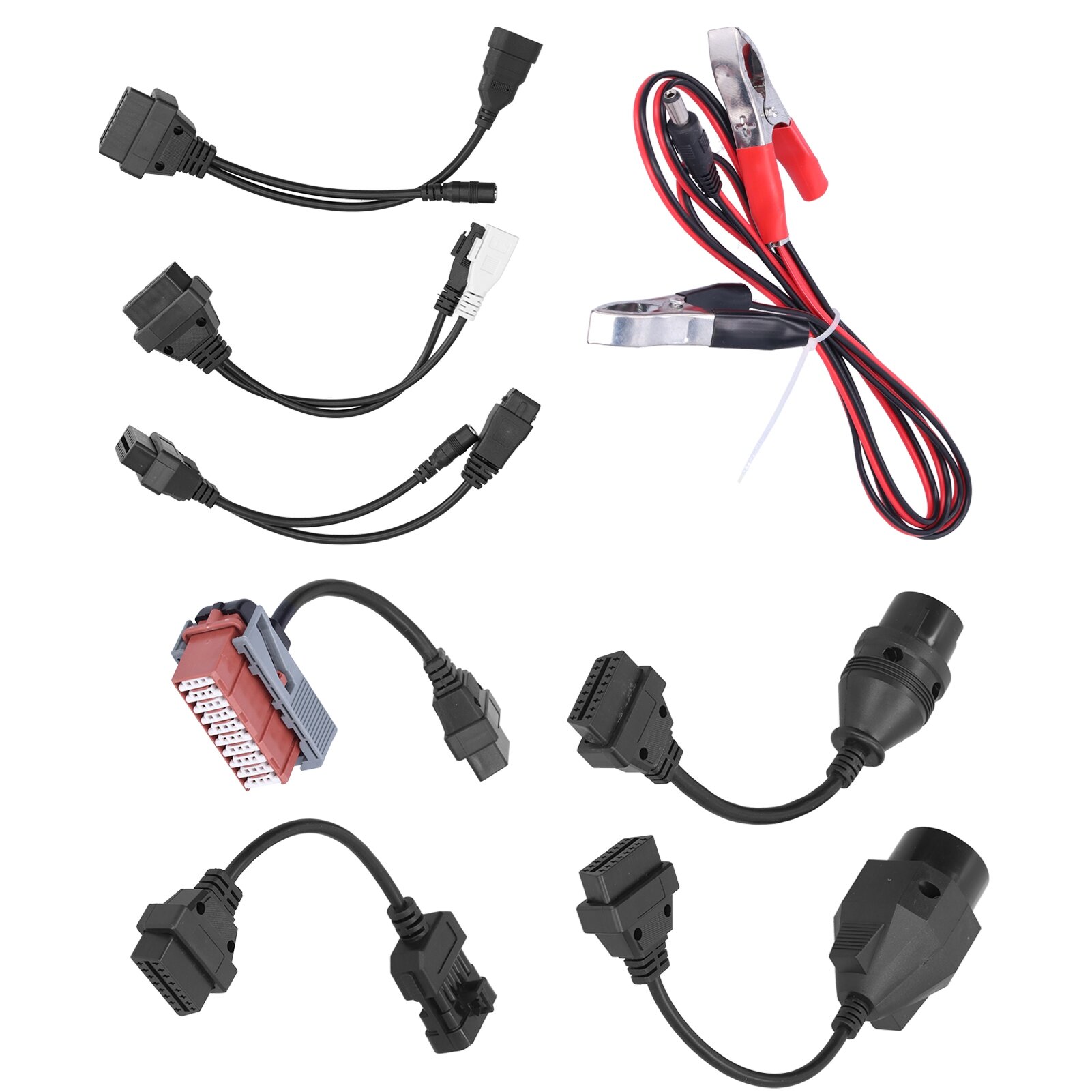 8pcs Full Set Car Cables OBD Diagnostic Line Power Cord Kit Diagnose Adapter Converter