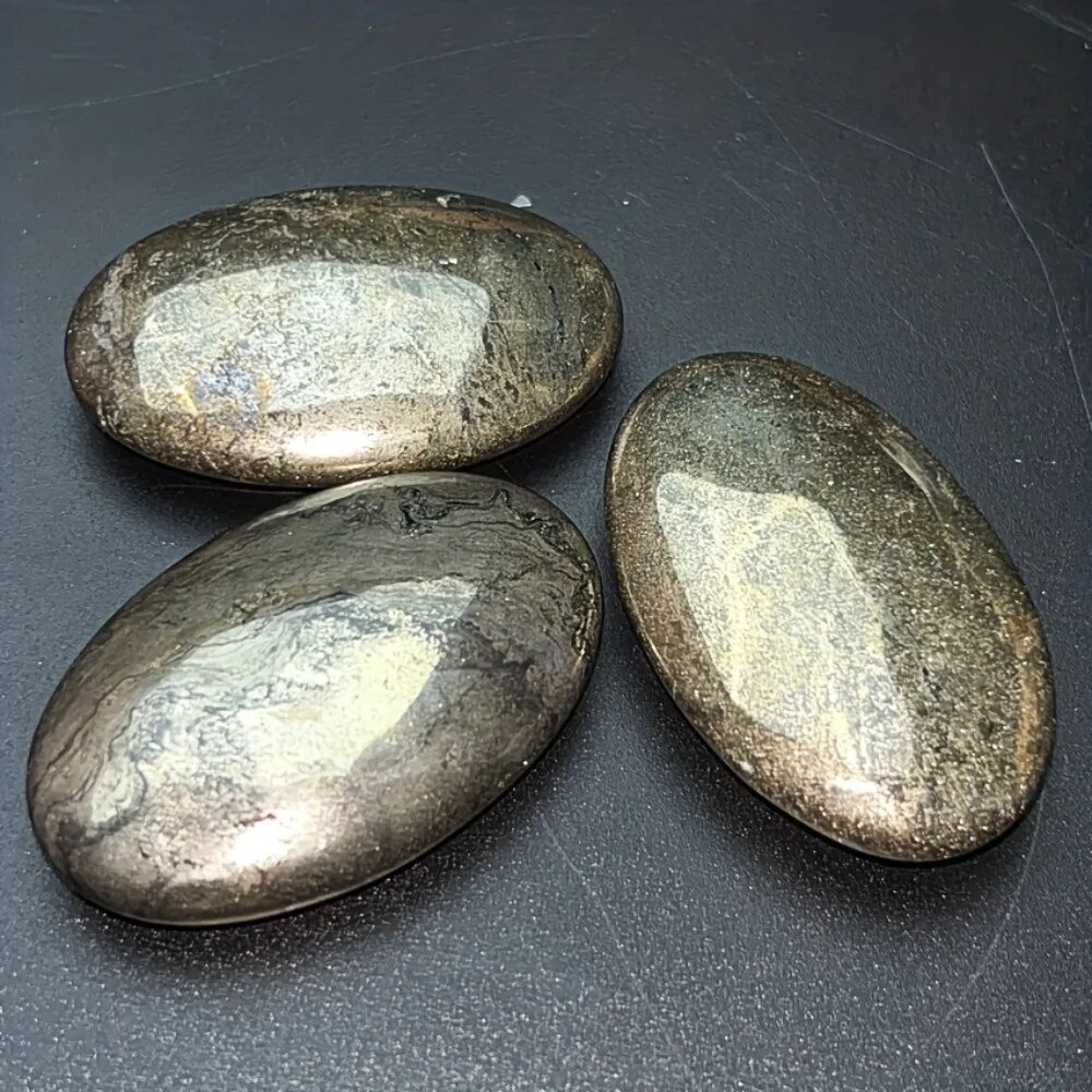 Натуральный пирит, овальный камень