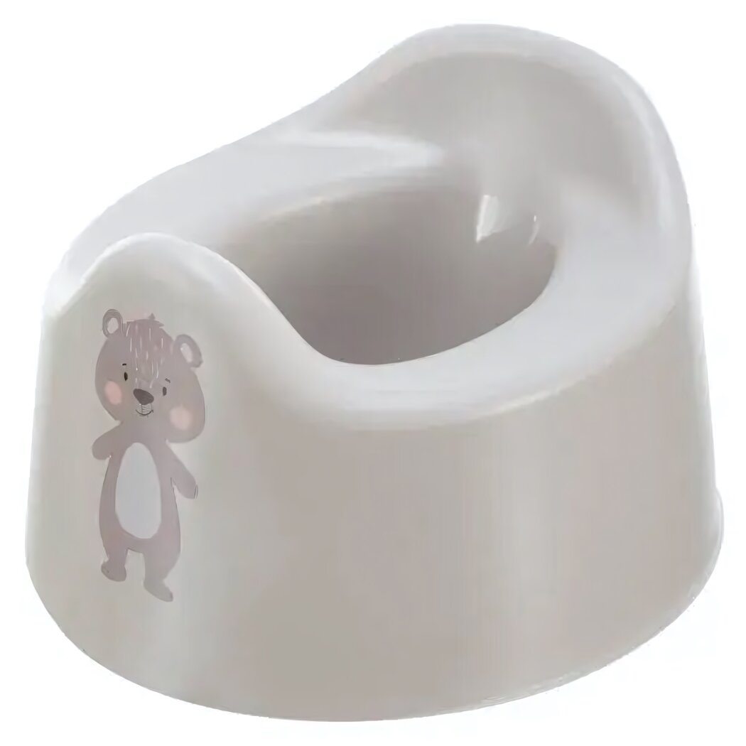 Горшок детский пластиковый с декором 'Медвежонок', 27.5х17 см, цвет светло-бежевый