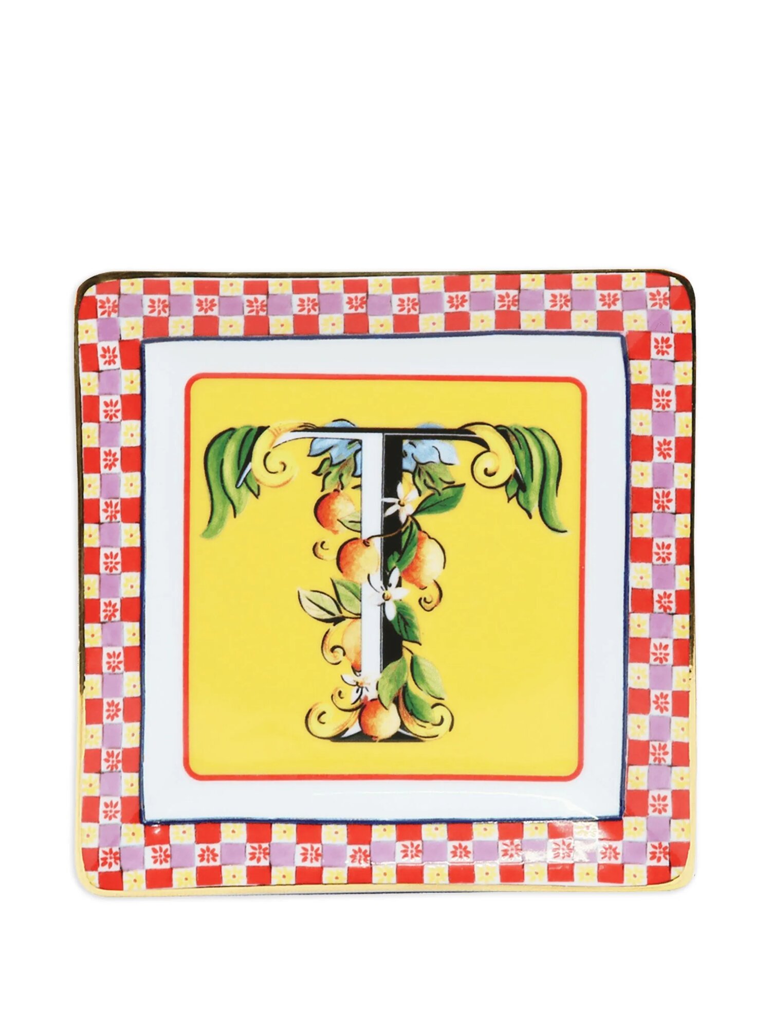 Декоративный поднос с цветочным узором