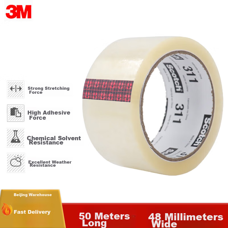 3M 311 Transparent Tape, Car Decoration Fixation, Packing And Sealing Tape, 48mm×50m (6 Rolls)
