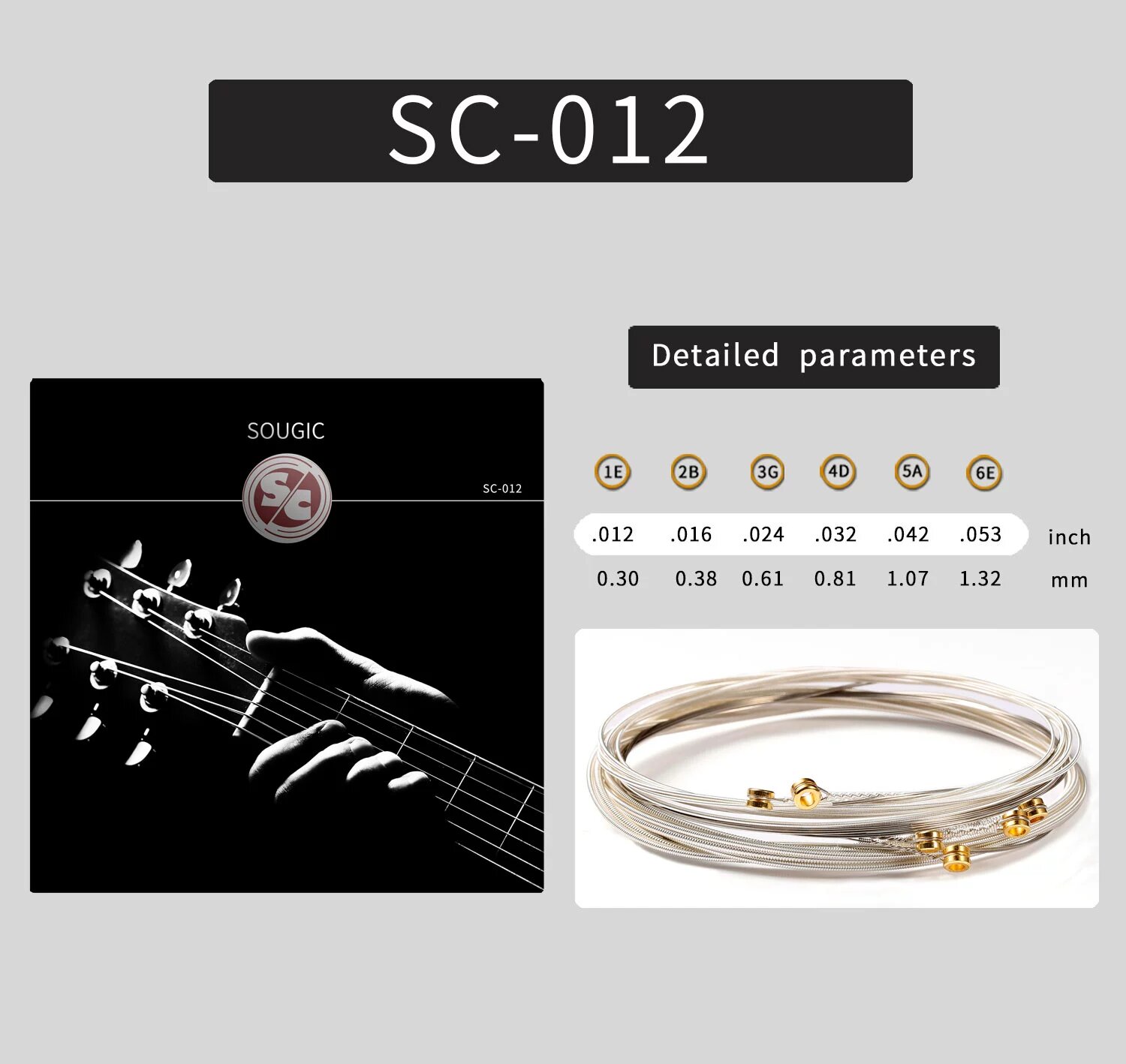 Набор струн 012 с серебряным покрытием (6 струн, по 1 для 1-6-й) для акустических и фолковых гитар