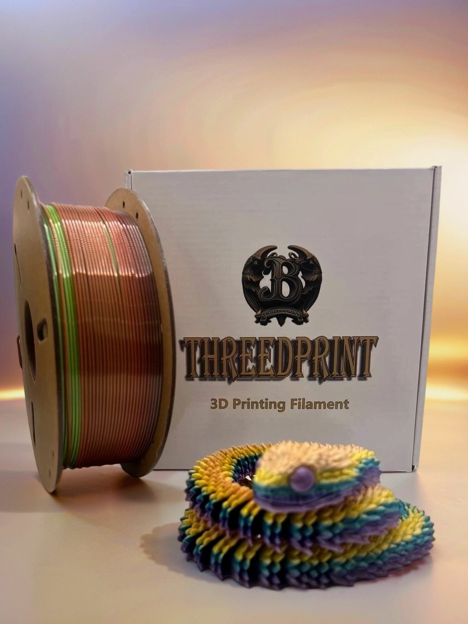 Пластик ThreeDprint PLA Silk Rainbow желтый (yellow) катушка нити 1.75 для печати на 3D принтере