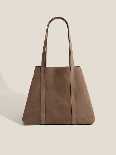 Сумка шоппер Maison David EMMA MINI, фактура бархатистая, серый, коричневый