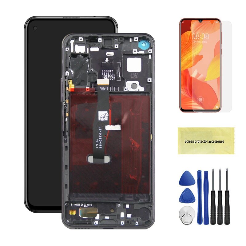 OEM для Honor 20 Pro 6,26 'для Honor20 Pro YAL-AL10 YAL-L41 ЖК-дисплей с цифровым Black With Frame