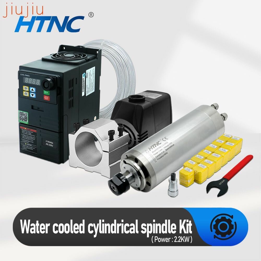 2200W шпиндельный двигатель с чпу 220v ER20 + 2,2 КВТ + 2,2 КВТ / 2квт VFD 50/60hz + насос + 80мм скоб