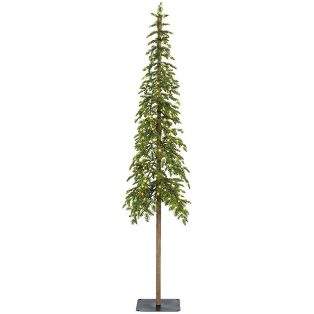 Искусственная елка на ножке с гирляндой Альпийская 210 см, 200 теплых белых LED ламп, контроллер, литая 100%, IP44, Kaemingk, 9674062