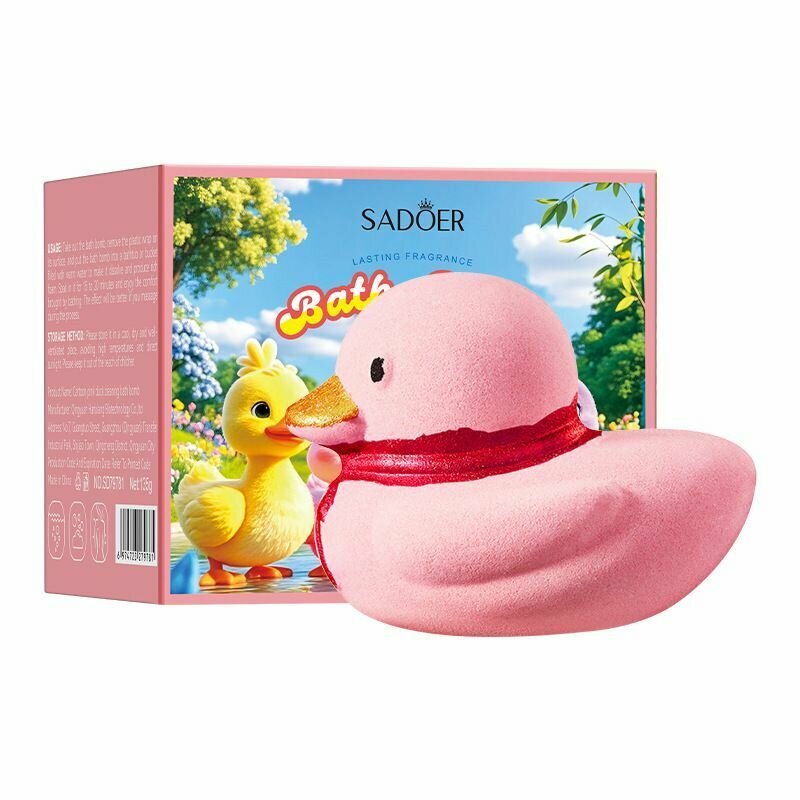 Бомбочка для ванн "Уточка" SADOER, шипучая с морской солью, маслами, гипоаллергенная