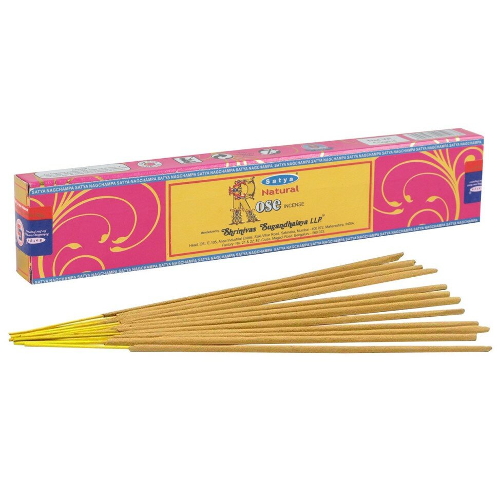 Благовония натуральная роза Сатья (Satya NATURAL ROSE) 15г/12 шт коробка