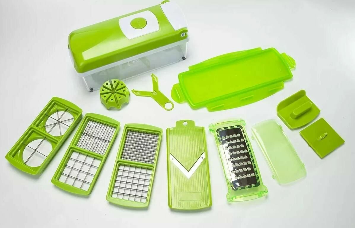 Овощерезка Мебель СВК Nicer Dicer Plus, пластик, салатовая, со сменными насадками