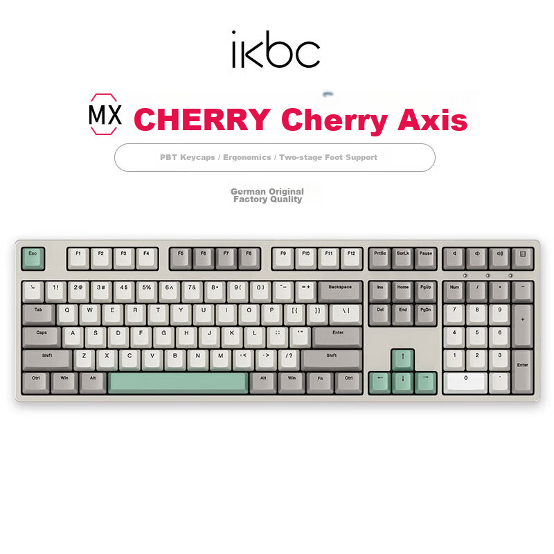 Ikbc C210 Industrial Gray Keyboard, Cherry Mechanical Keyboard, Office Computer Gaming Keyboard, 108 Keys, Wired, Red Switch